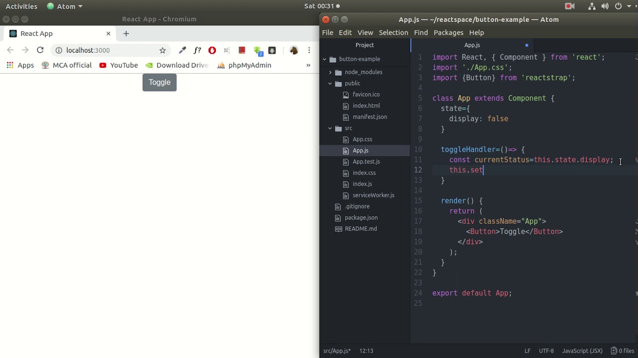 Toggle Button Example In Reactjs Youtube