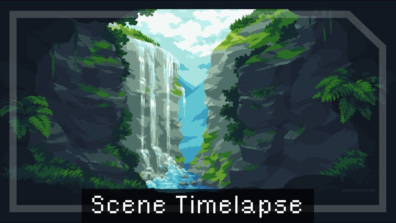 Waterfall Landscape Pixel Art Timelapse Youtube