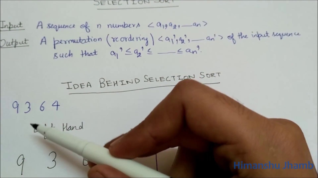 Selection Sort Algorithm Youtube