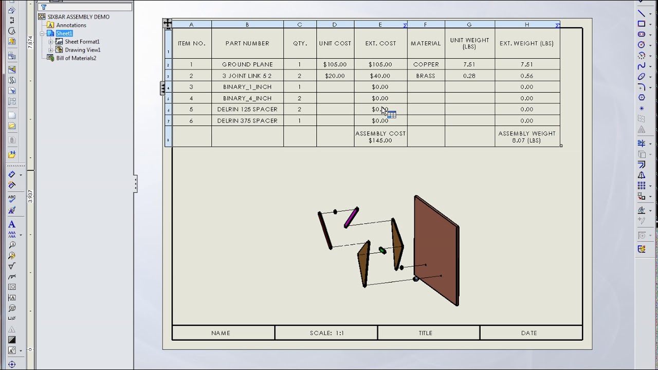 N Rbe 2001 Solidworks Intro Bom Iii Youtube
