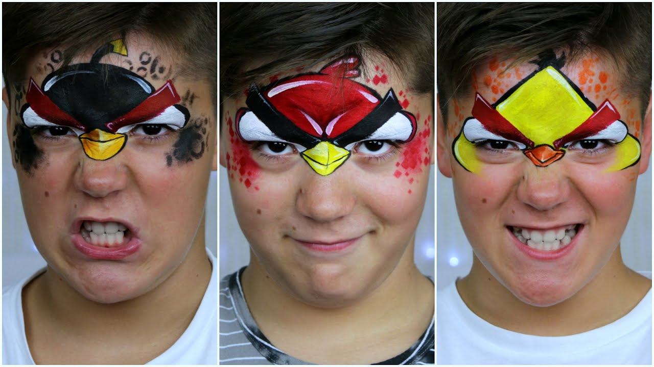 Angry Birds Face Painting Makeup Tutorial For Kids Youtube