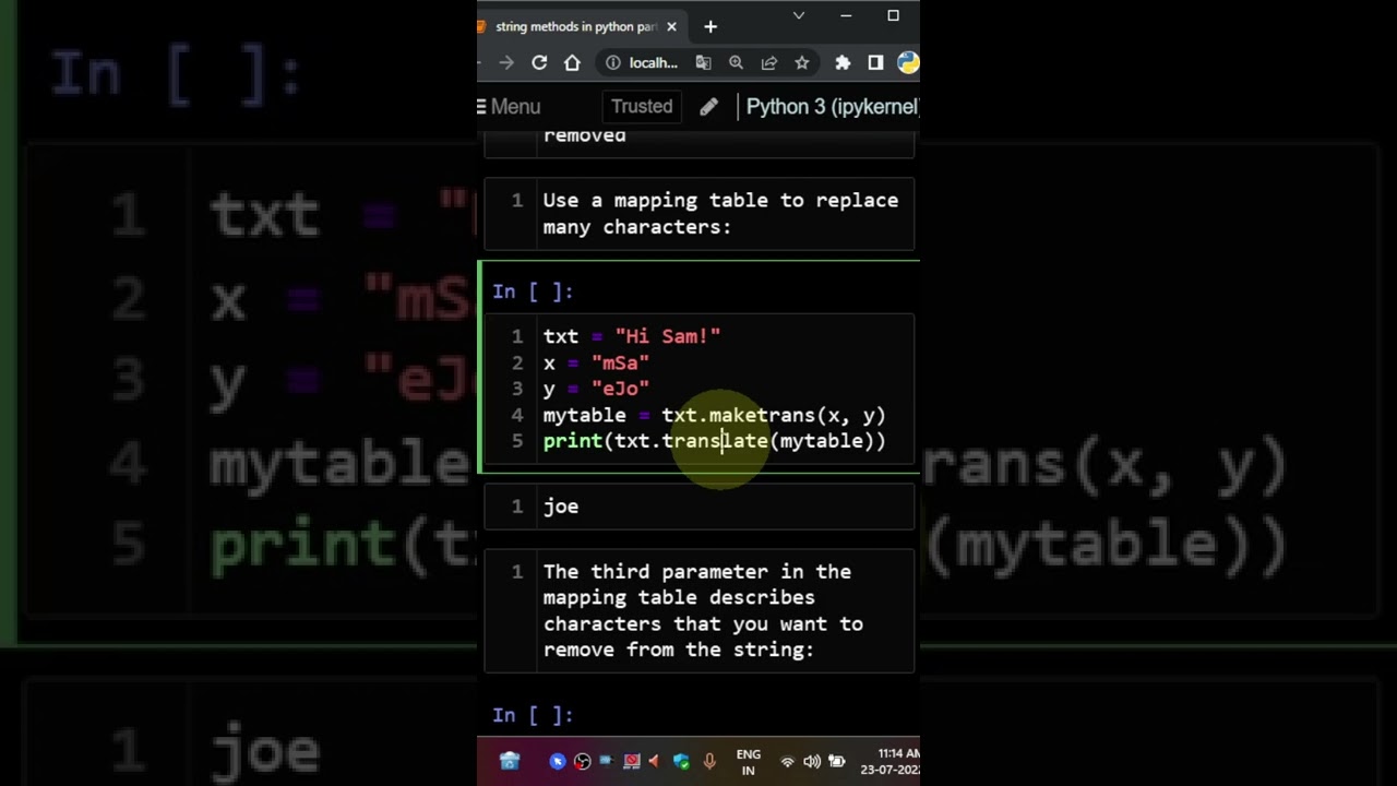 Maketrans Translate String Method Python Tamil Python Shorts Youtube