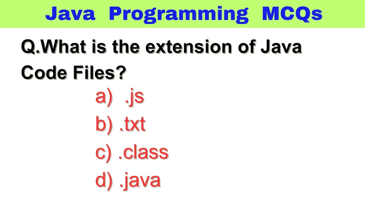 Java Programming Mcq Questions With Answers Java Programming Mcq Youtube