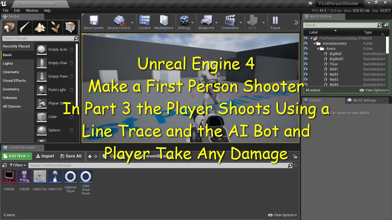 Ue4 First Person Shooter Part 3 Player Line Trace And Ai Bot And