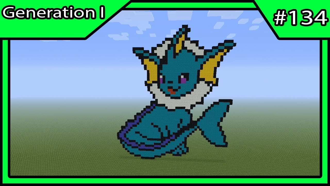 Minecraft Tutorial Pokemon Pixel Art Vaporeon Youtube