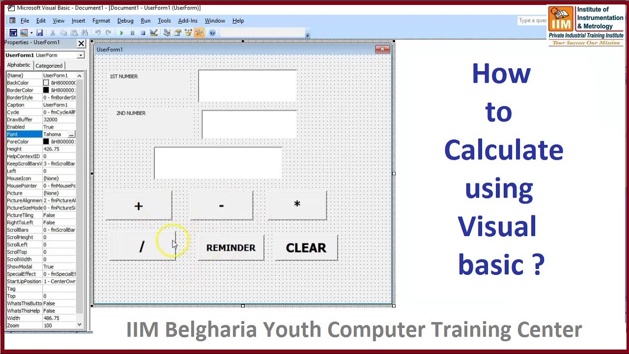 How To Calculate Using Visual Basic Youtube