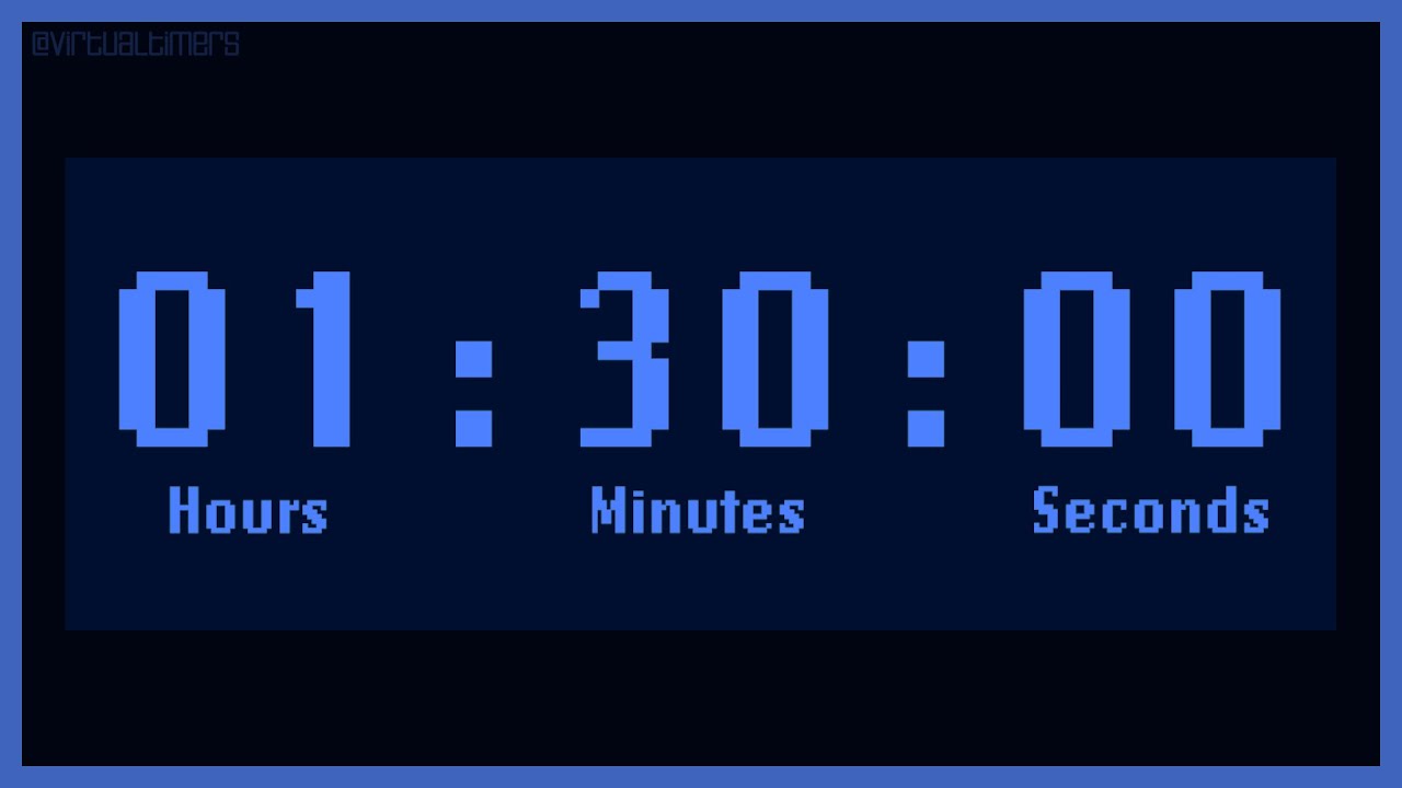 Silent 1 Hour And 30 Minute Countdown Blue Retro With Time Markers