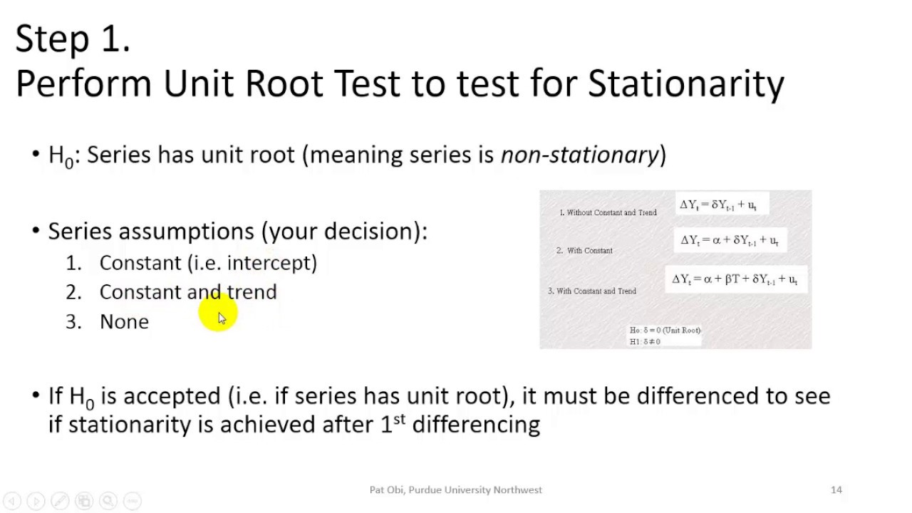 Unit Root Test Step 1 Of 4 Youtube
