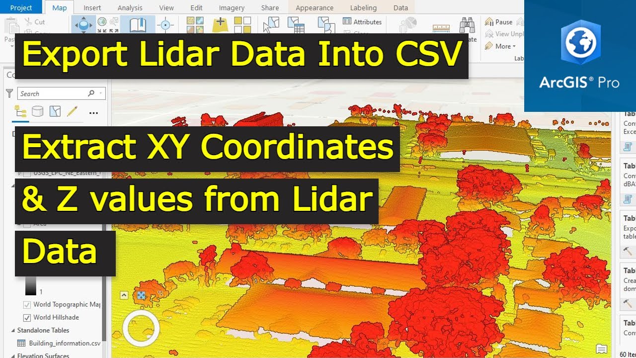 How To Export Lidar Data Into Csv Format Using Arcgis Pro Youtube