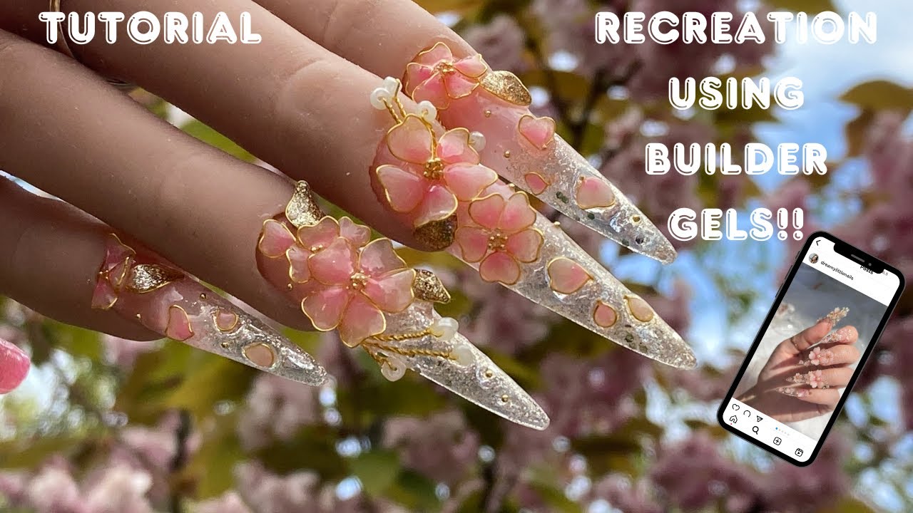 Sakura Cherry Blossom Nails Recreation With Builder Gel Full