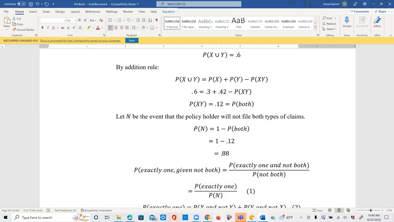 Actuarial Soa Exam P Sample Question 312 Solution Youtube