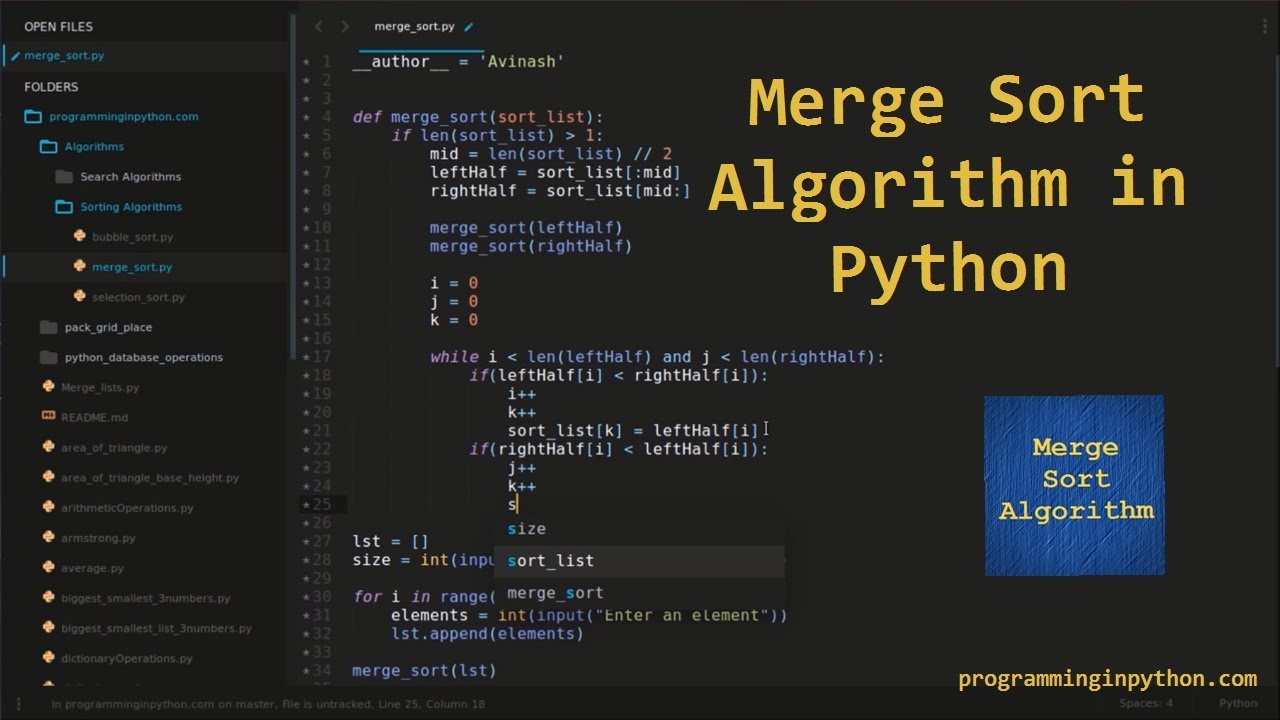 Merge Sort Algorithm In Python Sorting Algorithms