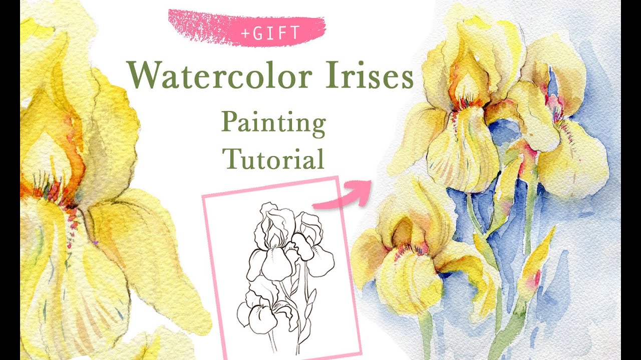 Step By Step Yellow Irises Real Time Watercolor Painting Tutorial