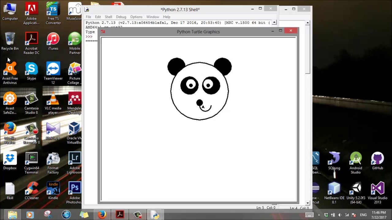 Drawing A Panda Face Using Python Turtle Graphics Youtube