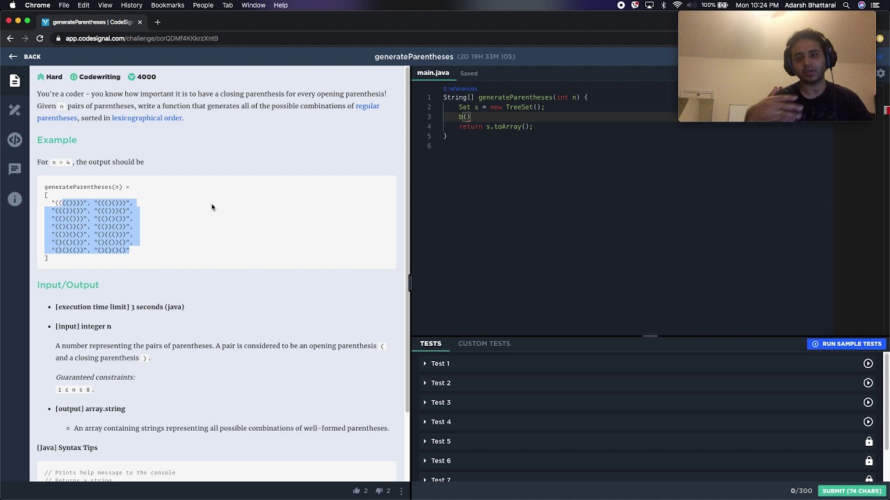 Codesignal Generateparentheses Live Youtube