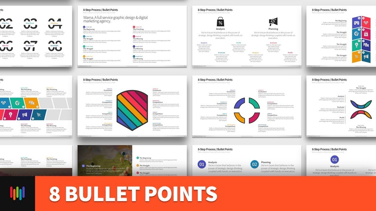 8 Step Process Bullet Points Powerpoint Templates Youtube