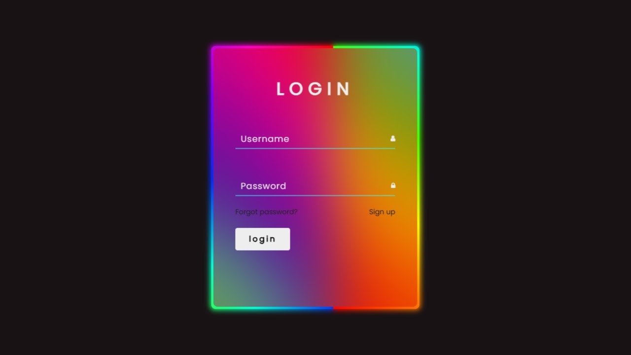 Animated Login Form With Gradient Effect Using Html Css Animated