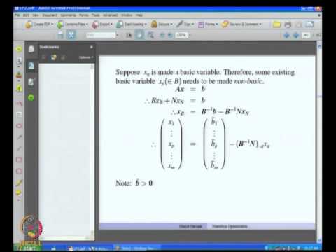 Mod 09 Lec 33 Optimality Conditions And Simplex Tableau Youtube
