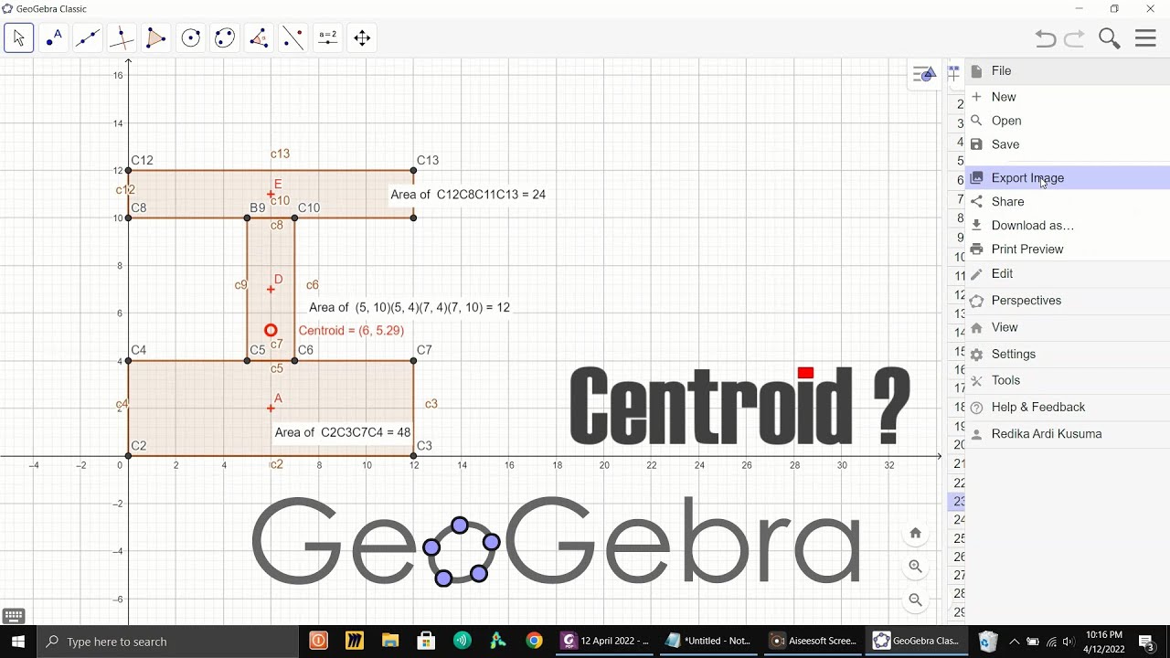 Mencari Centroid Bidang Dengan Geogebra Tutorial 1 Youtube