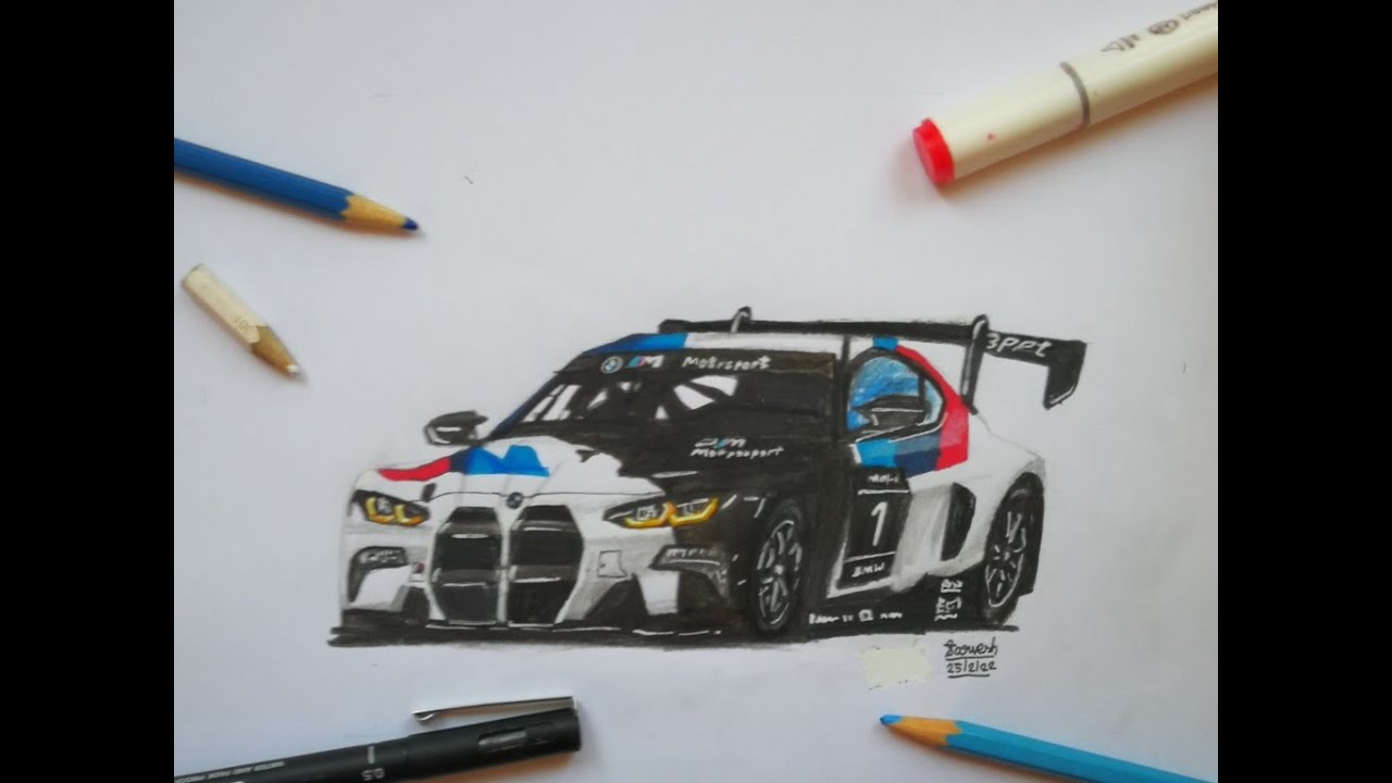 Bmw M4 Gt3 Drawing Time Lapse Art2011 Youtube