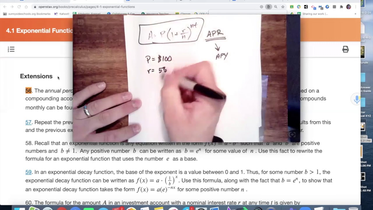 Compound Interest In Exponential Functions Apr And Apy Pre Calculus