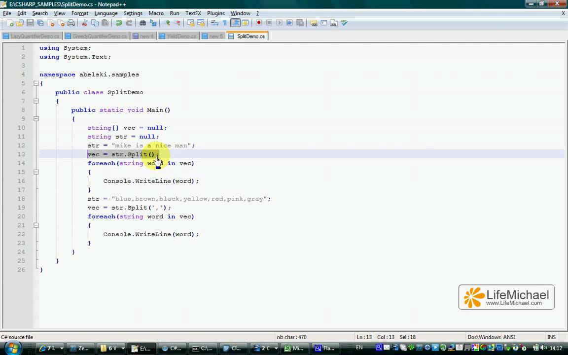 C String Split Demo Youtube