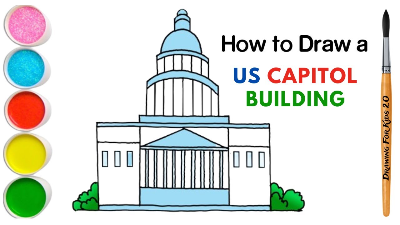 How To Draw A United States Capitol Building For Kids And Toddlers How