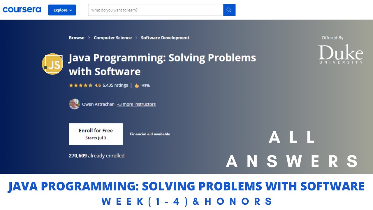 Coursera Java Programming Solving Problems With Software Week 1