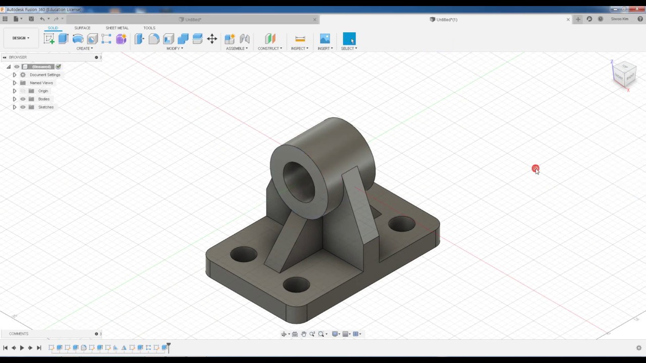 Fusion 360 Tutorial Basic Exercises 19 Youtube