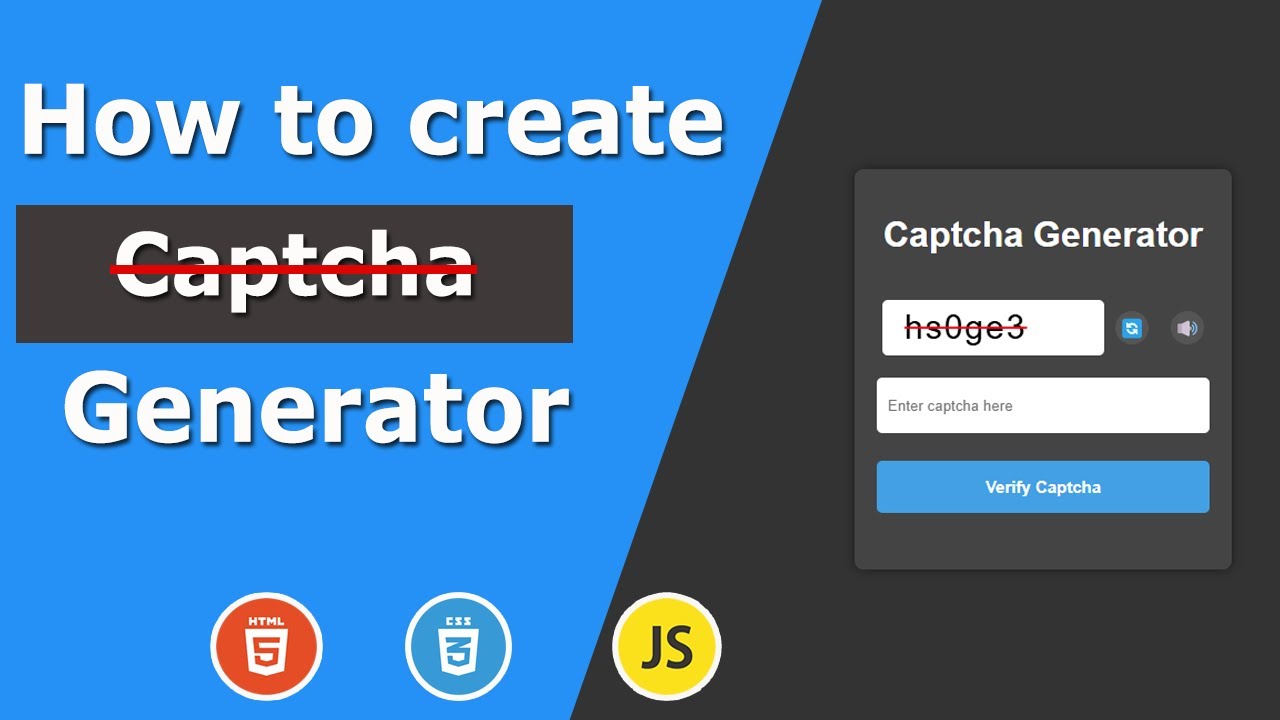 How To Create Captcha Generator Javascript Css3 Youtube