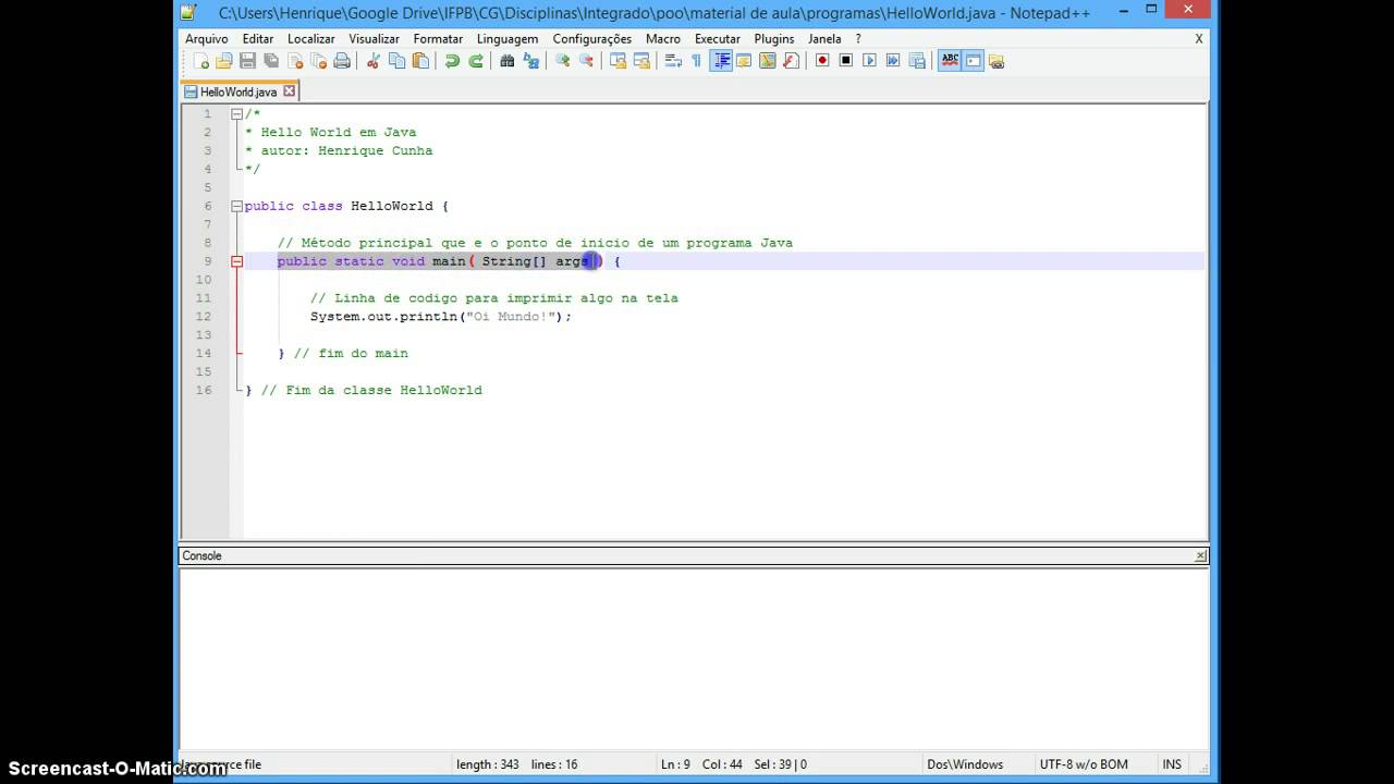 Hello World Em Java Youtube