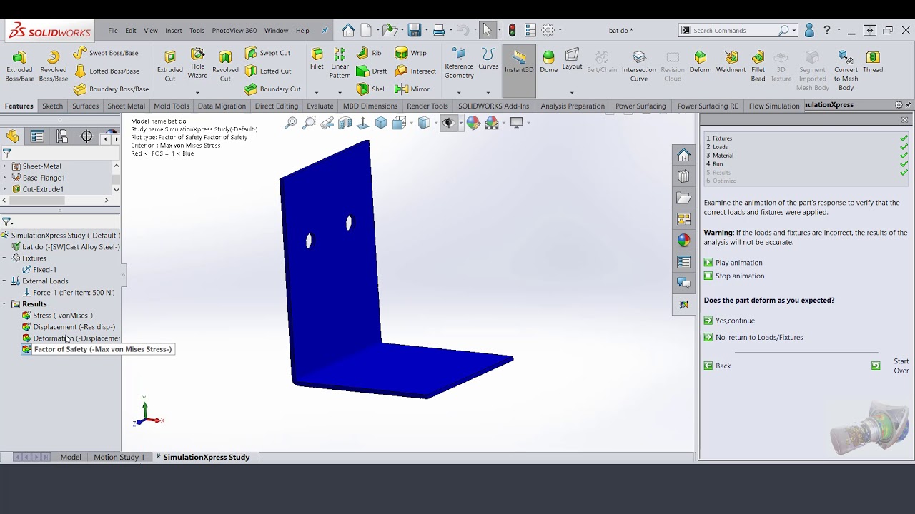 Solidworks Simulationxpress Youtube