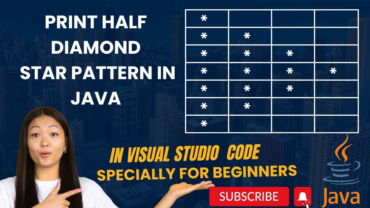 6 How To Print Half Diamond Star Pattern In Java In Visual Studio Code