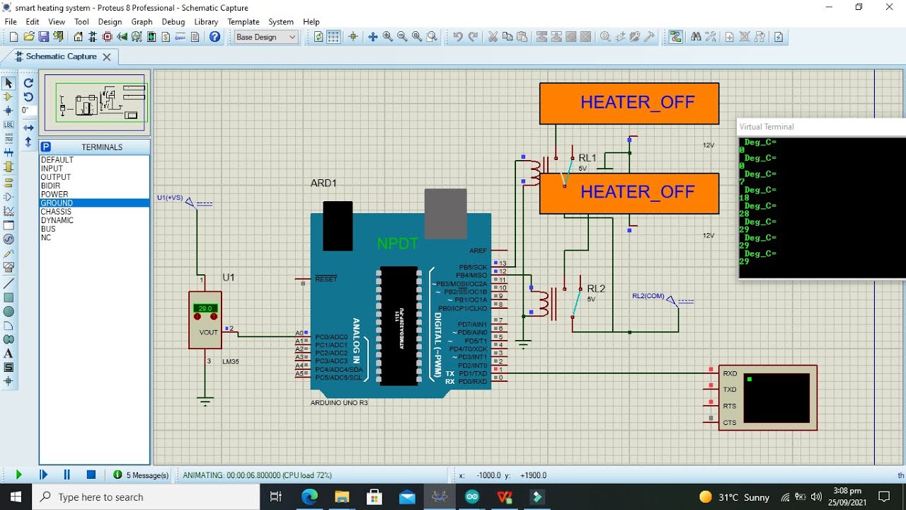 Simulation Of Smart Heating System Using Arduino In Proteus Youtube