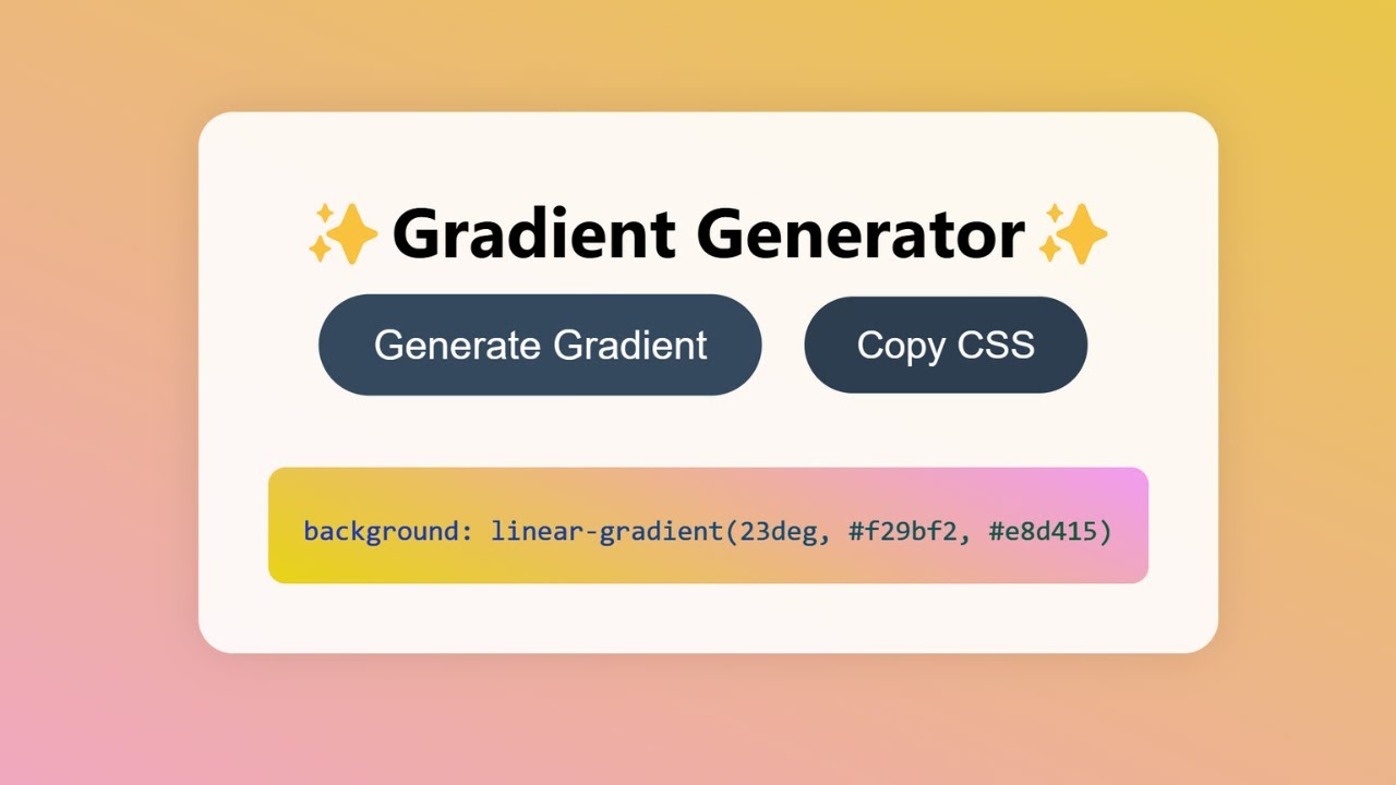 Gradient Generator Html Css Javascript Project Css Gradient