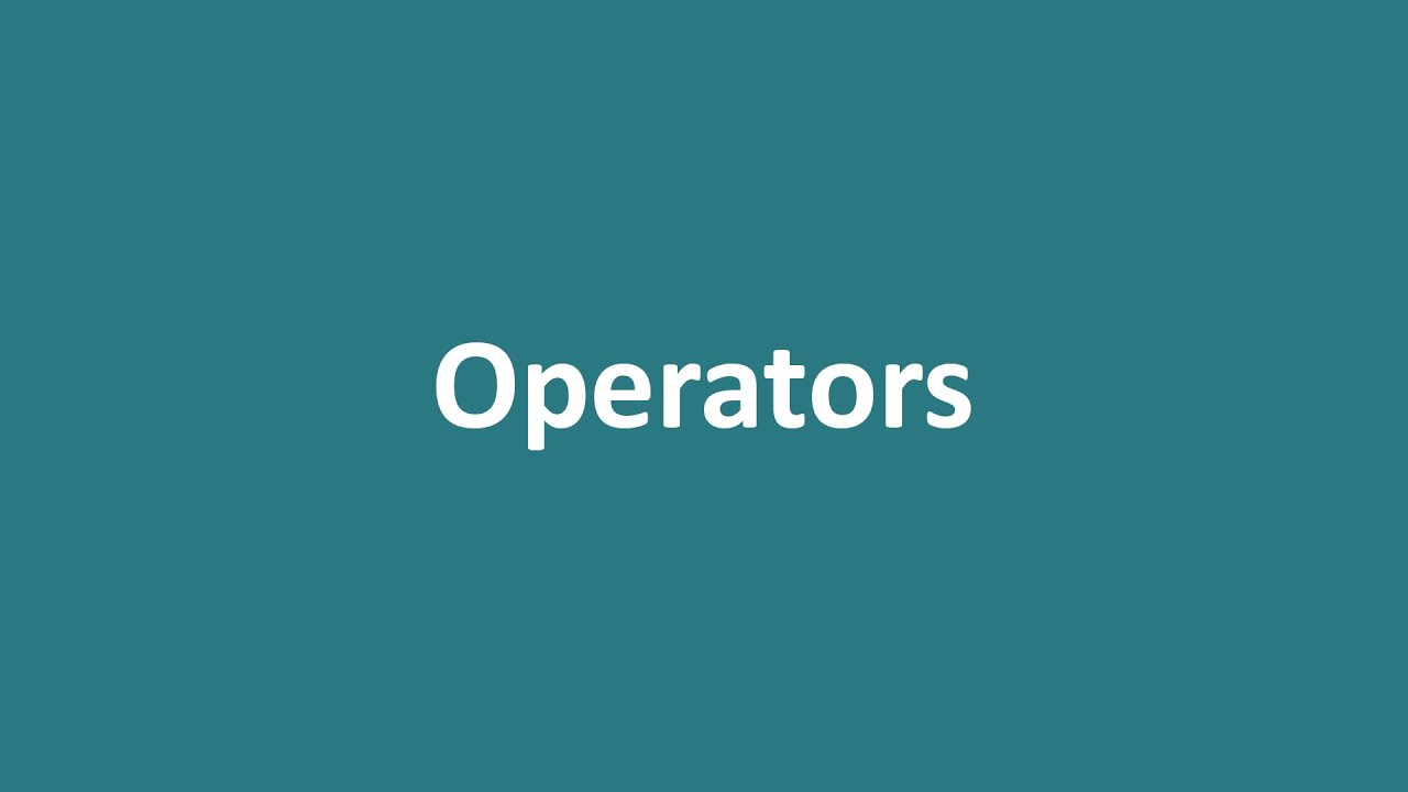 Lecture 5 Operators Part 1 Youtube
