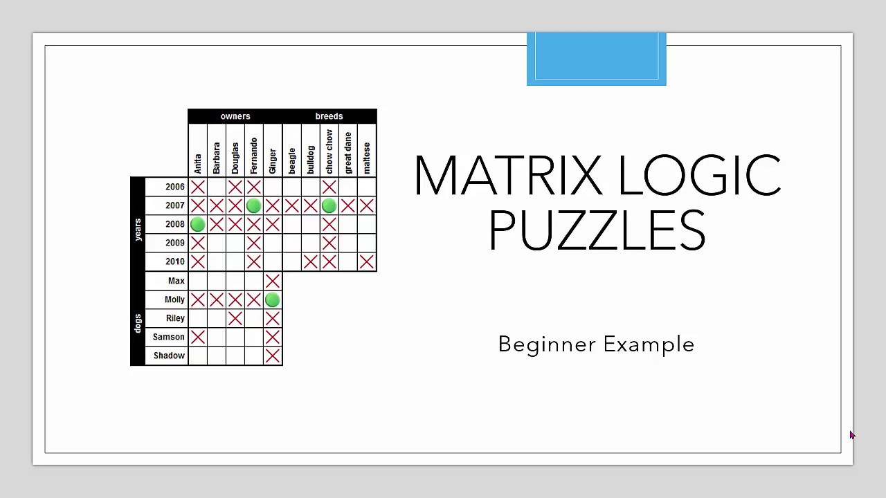 Matrix Logic Puzzles Beginner Example Youtube