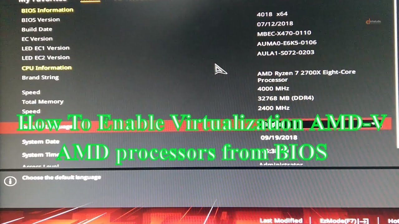 How To Enable Virtualization Amd V Amd Processors From Bios Youtube