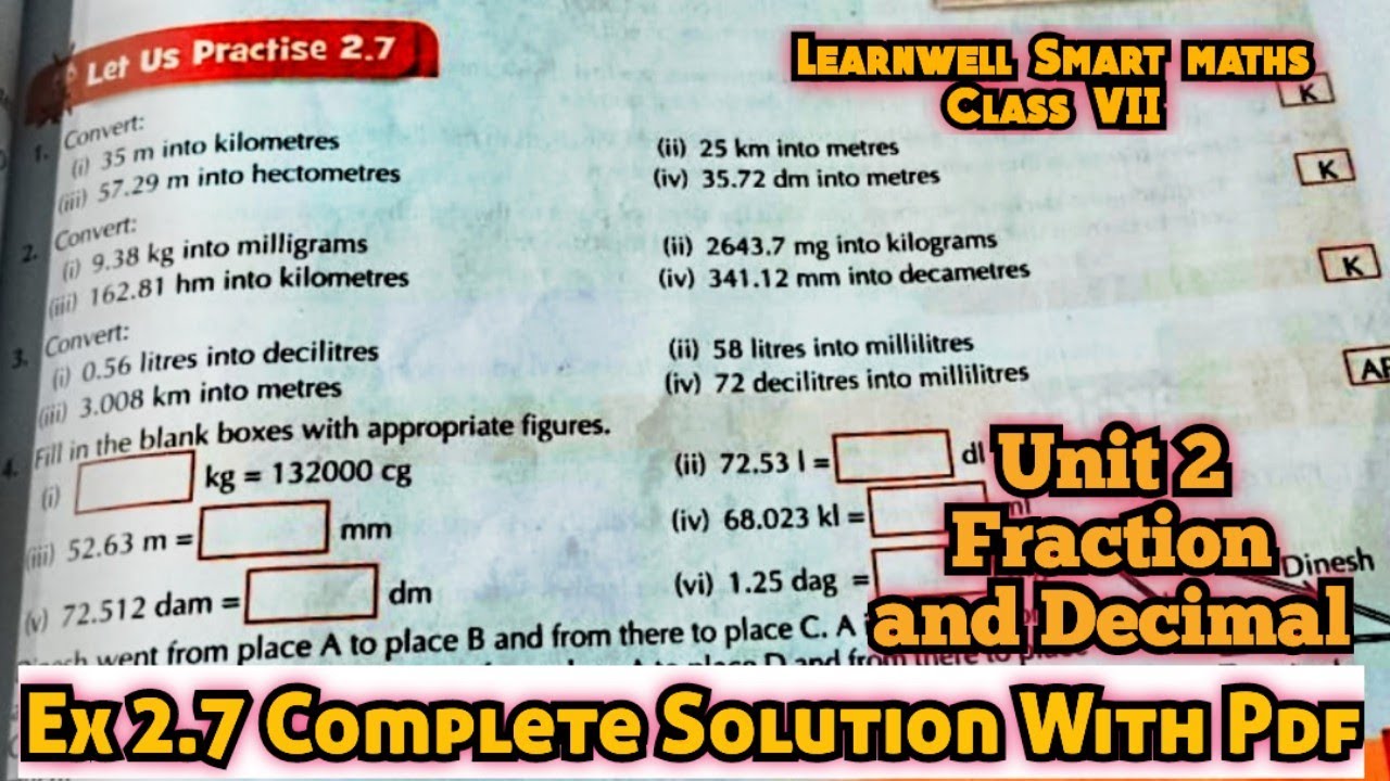 Learnwell Smart Maths Class 7 Unit 2 Ex 2 7 Solutions Class 7