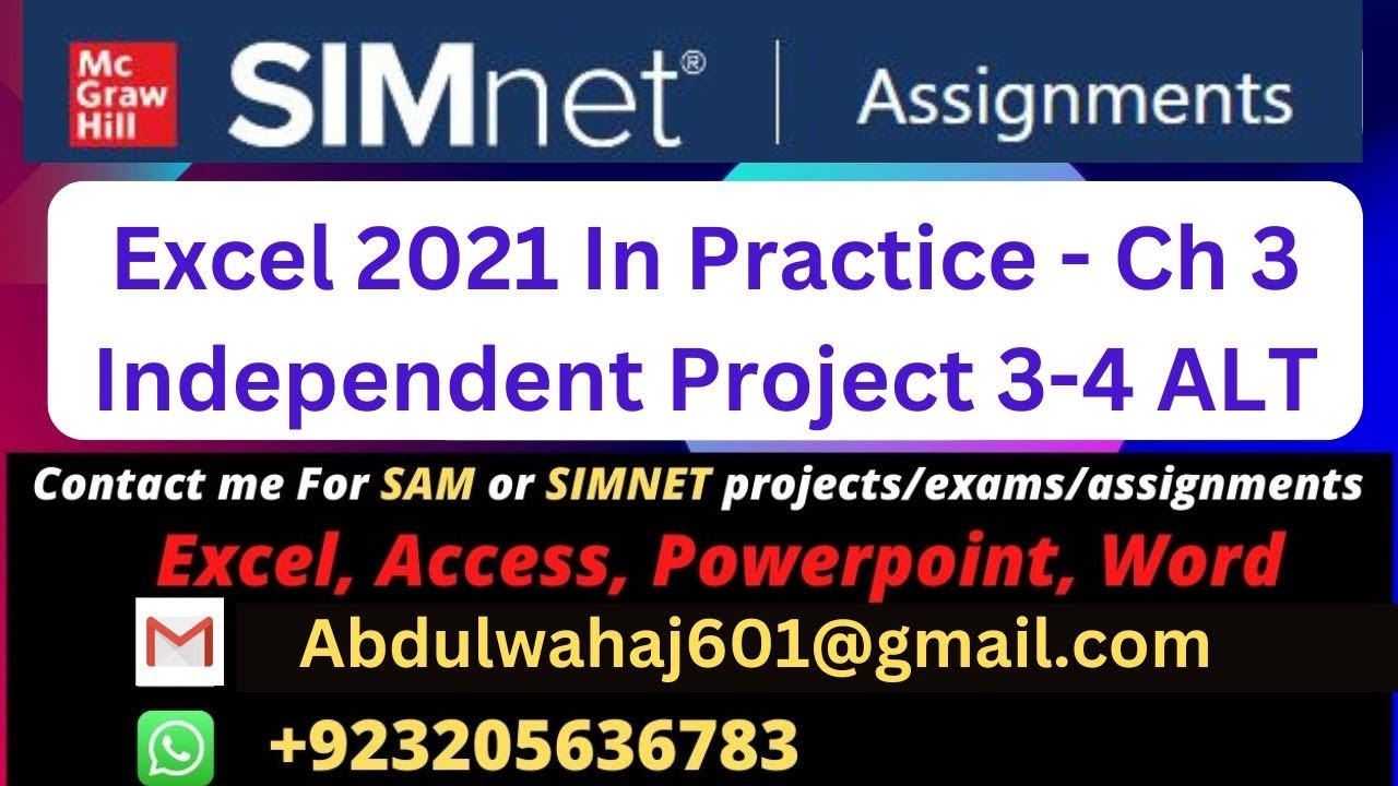 Simnet Assignments Excel 2021 In Practice Ch 3 Independent Project 3