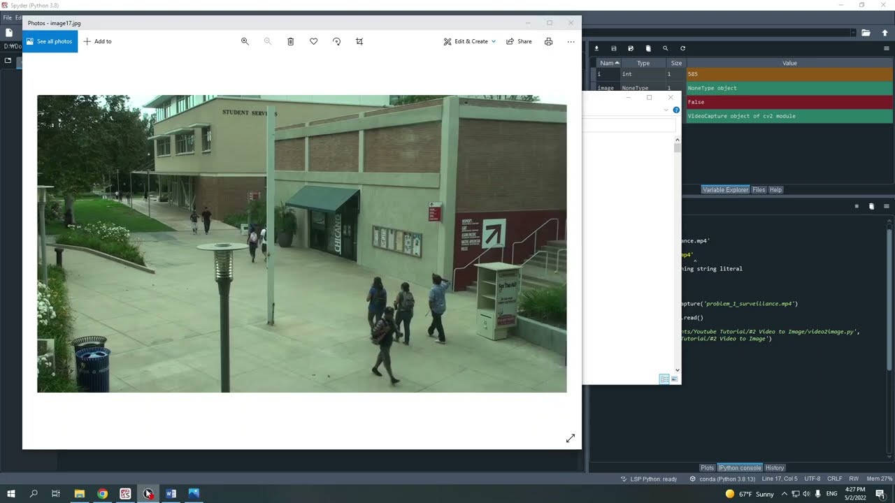 Python 2 How To Get The Image Or Frame From Video Using Opencv In