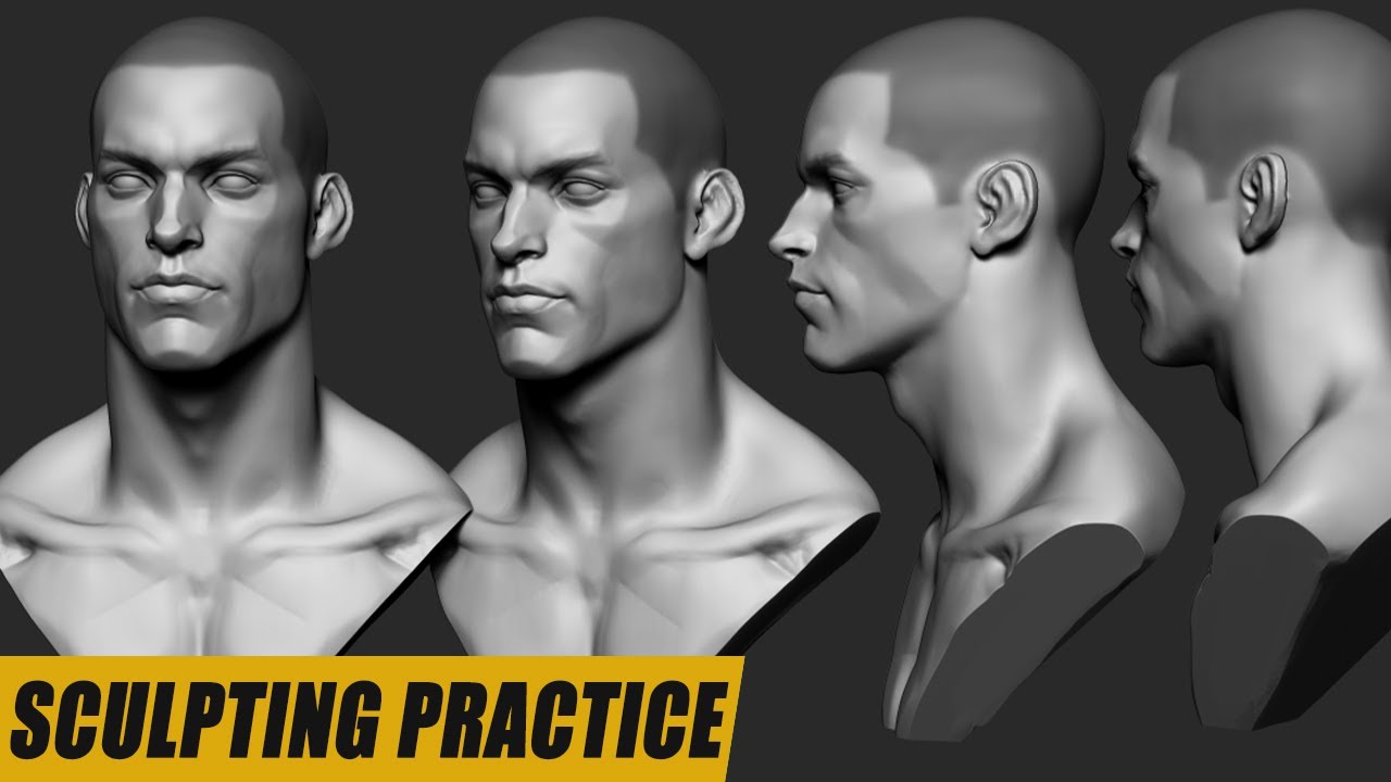 Realtime Male Head Sculpting Practice 3d Sketch Zbrush Youtube