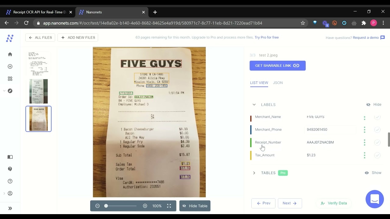 Nanonets Receipt Ocr Demo Youtube