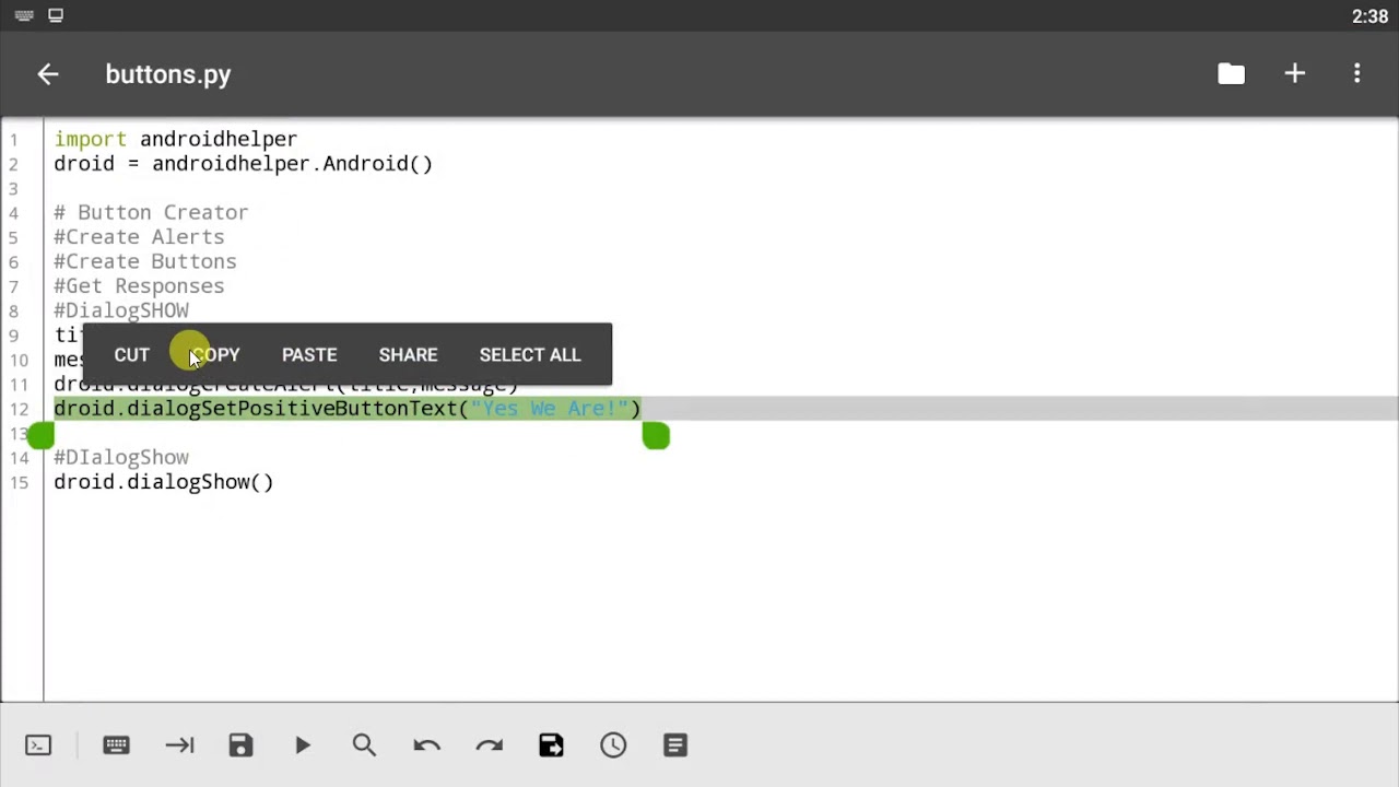 Qpython Tutorial 46 Creating Buttons In Python Gui Youtube