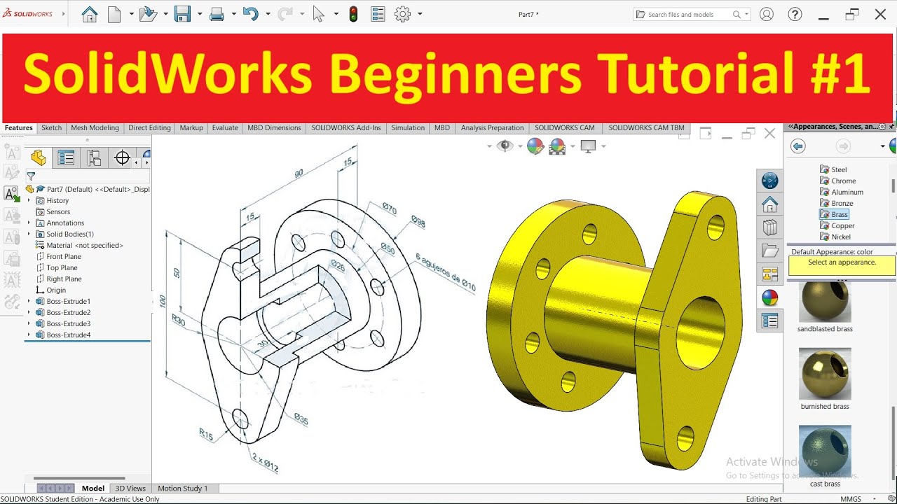 Solidworks Beginners Tutorial 1 Learn 3d Cad Modeling Step By Step