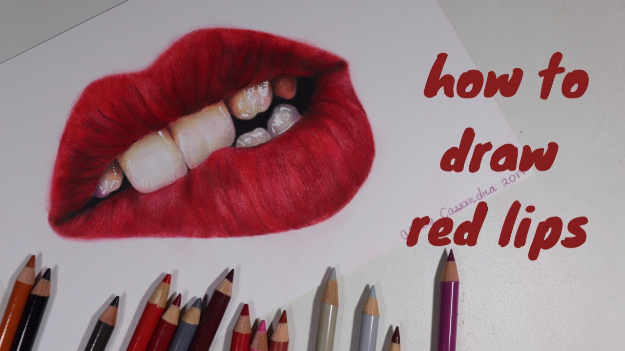 Red Lips Colored Pencil Drawing Lipstutorial Org