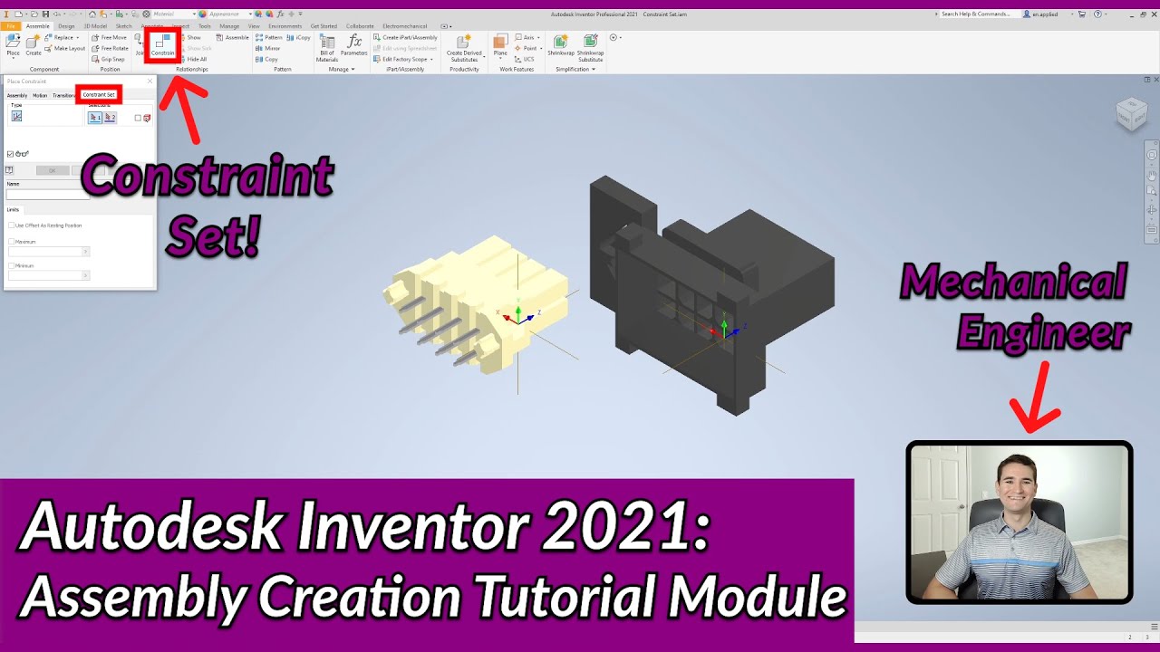 Constraint Set Autodesk Inventor Assembly Tutorial Autodesk