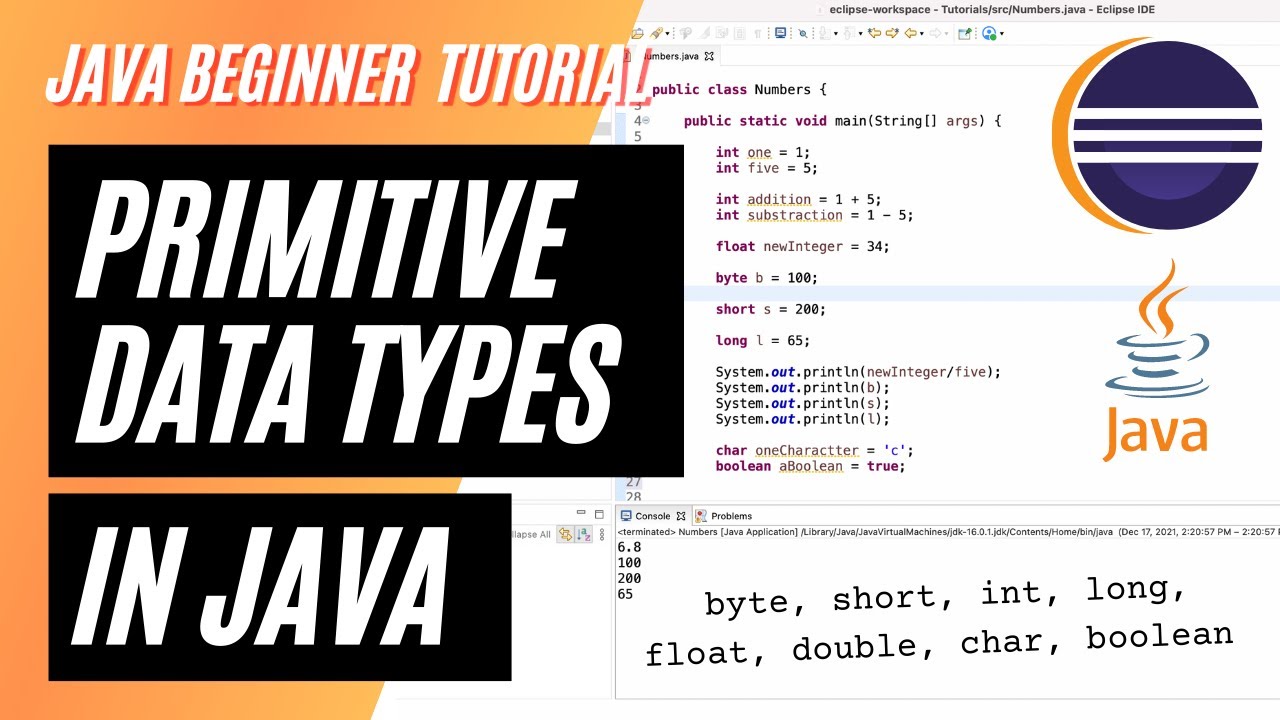 Java Programming Tutorial Primitive Data Types Youtube