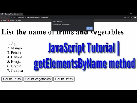 Javascript Tutorial Getelementsbyname Method Youtube