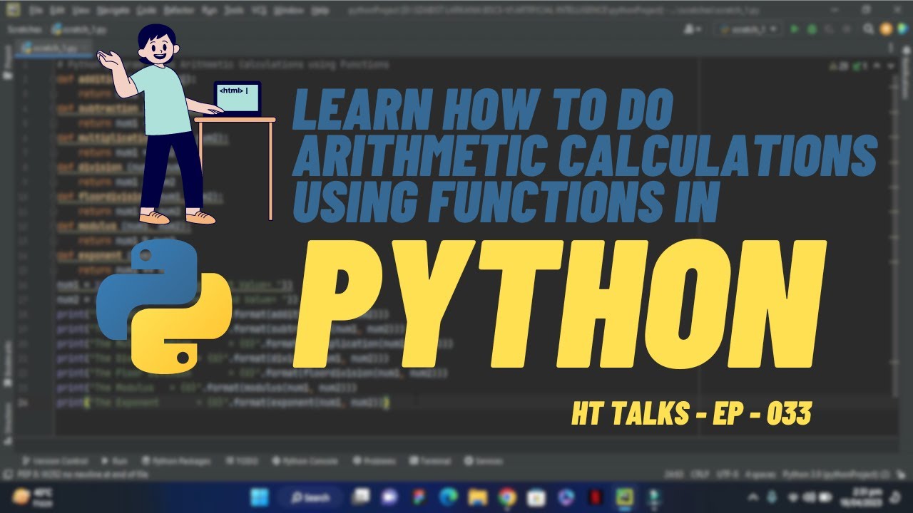 Python Program To Do Arithmetic Calculations Using Functions Tutorial